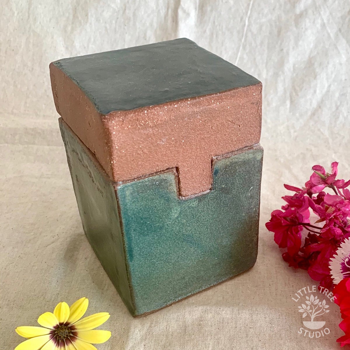 Rustic Green Ceramic Canister | Little Tree Studio